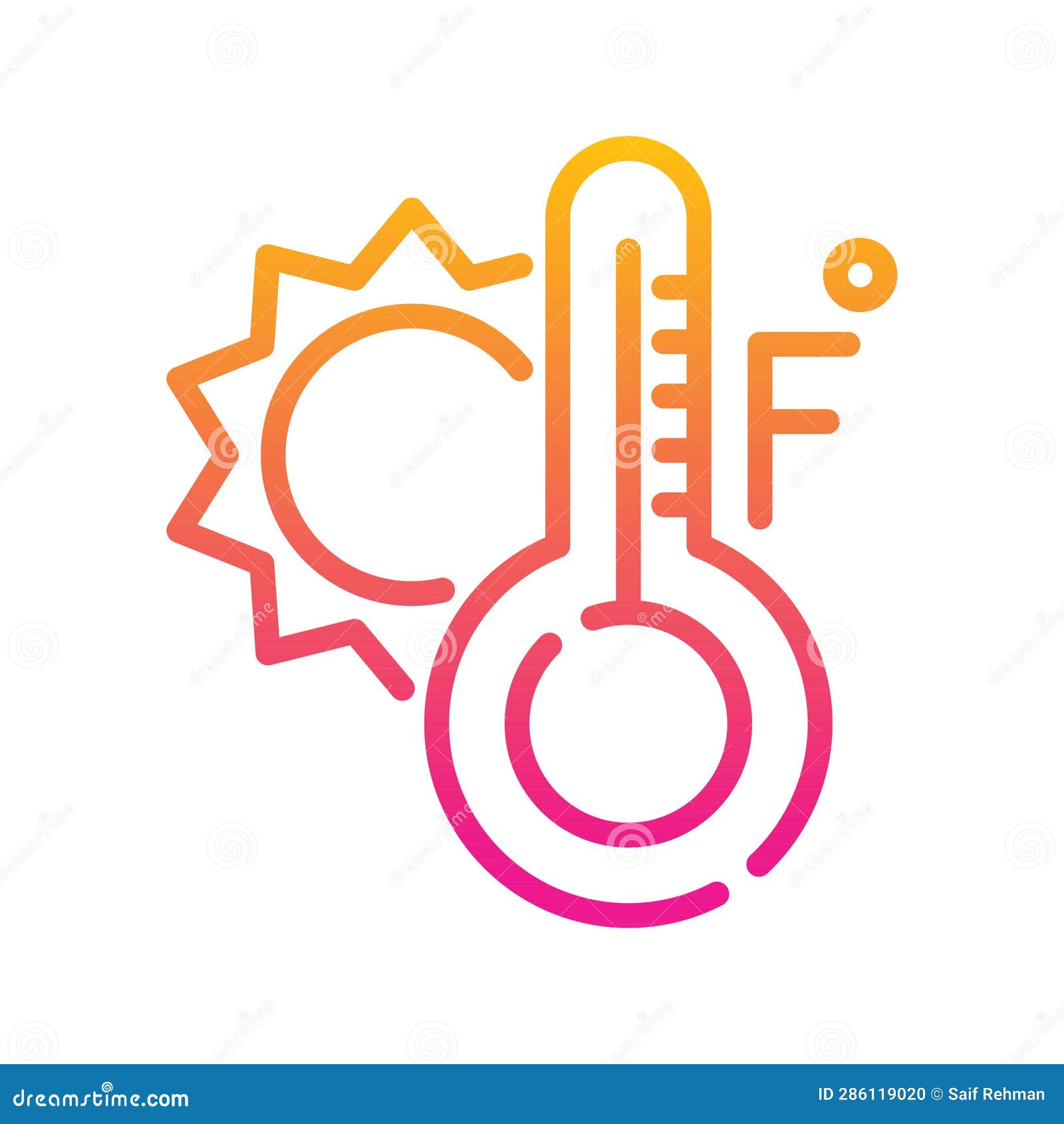Fahrenheit Vector Gradient Icon Design Illustration. Stock Illustration - Illustration of ...