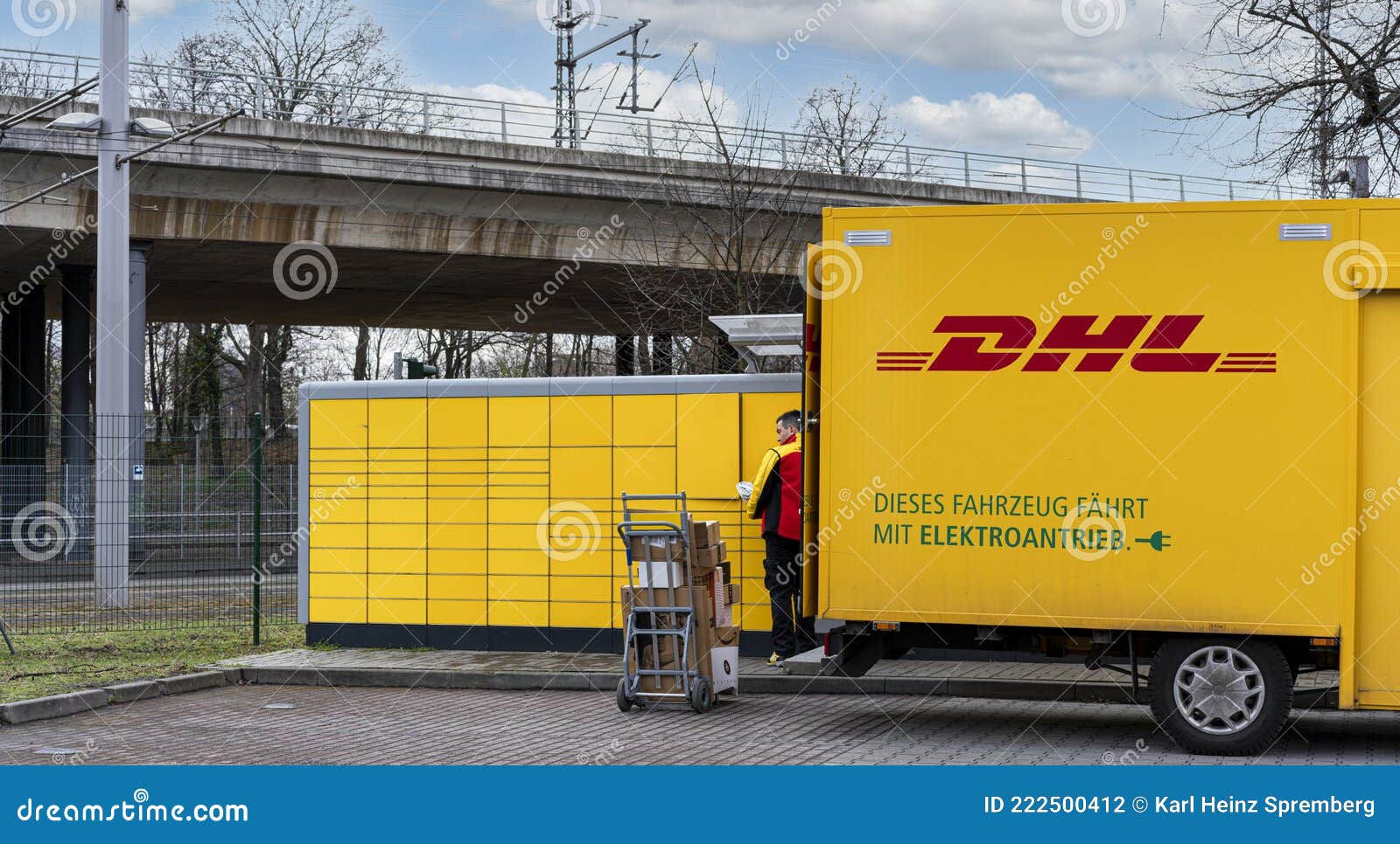 Deutsche Post Vehicle at a Parcel Station in Berlin Editorial ...