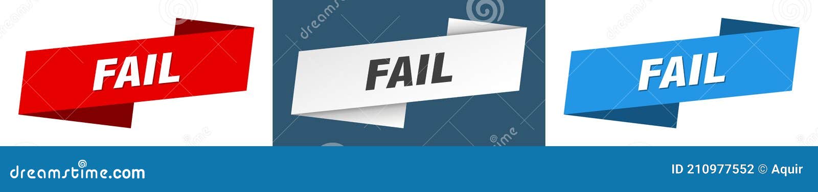 Fail Banner. Fail Ribbon Label Sign Set Stock Vector - Illustration of ...