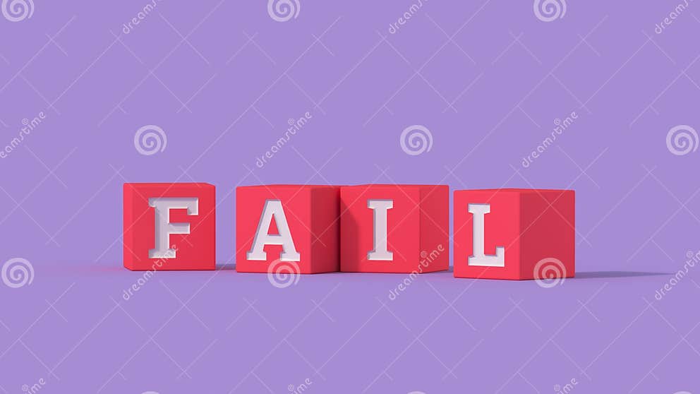 Fail Lettering on Cubes 3D Render Stock Illustration - Illustration of ...