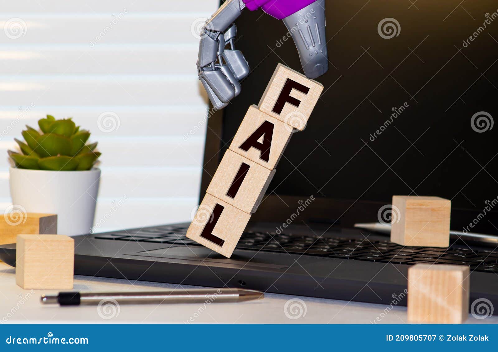 FAIL Word Text Written in Wooden Cube Blocks on Blue Background Stock ...