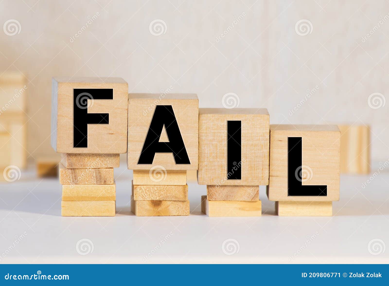 Fail Word from Wooden Blocks on Desk Stock Image - Image of word ...