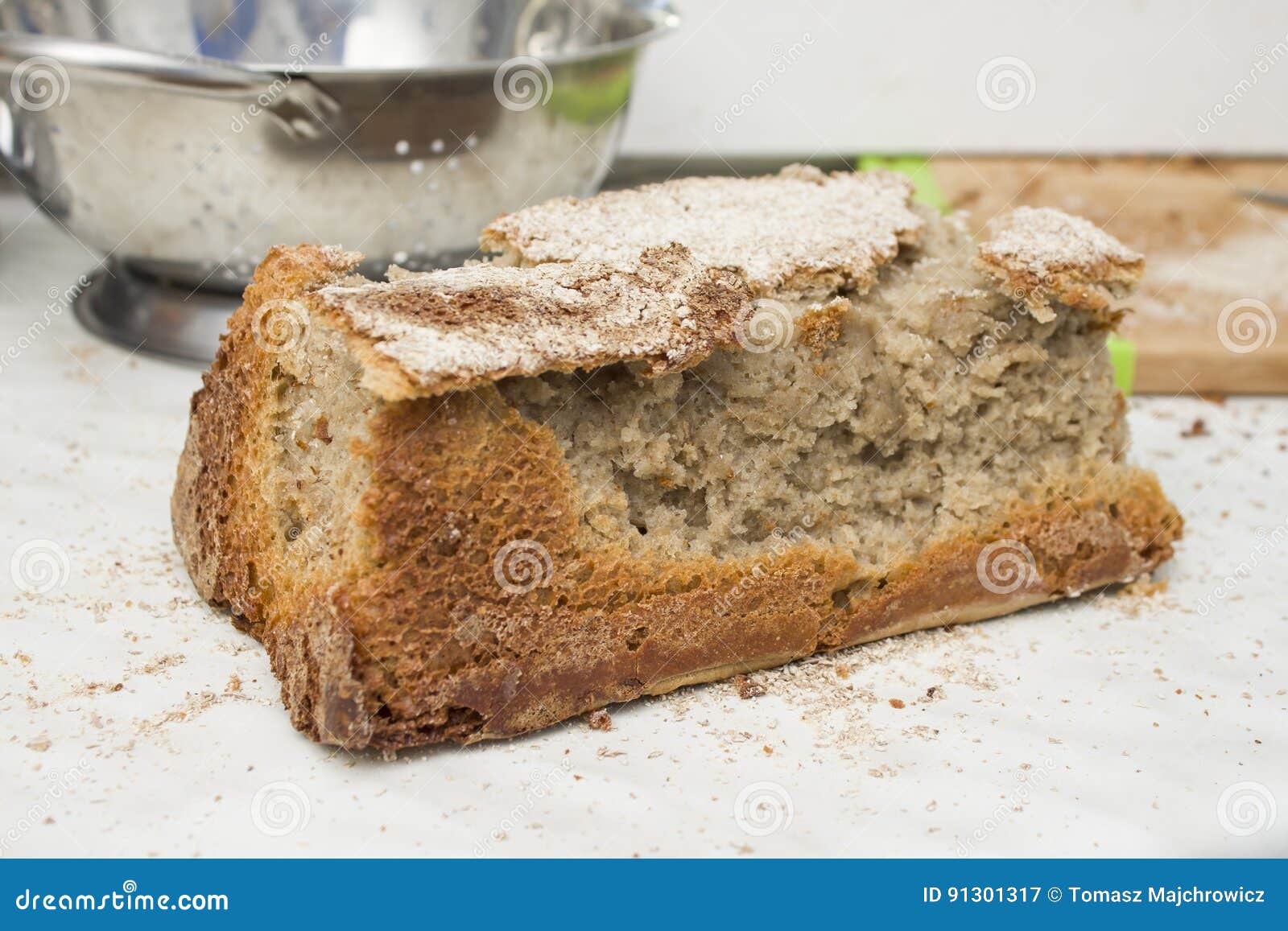 Failed Baking Home Made Bread. Stock Image - Image of crushed ...