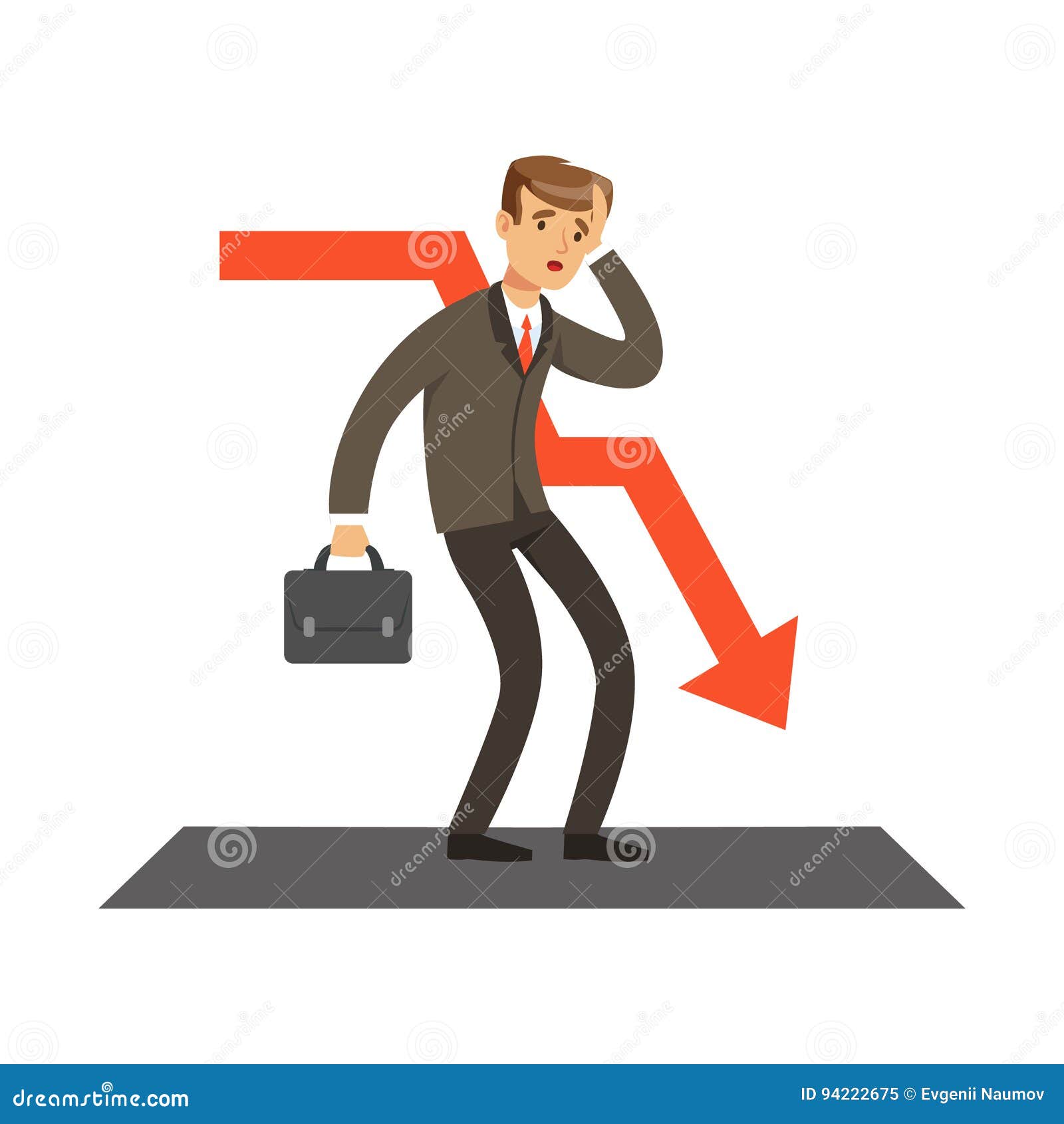 Failed Businessman and Red Graph Going Down, Unsuccessful Character ...