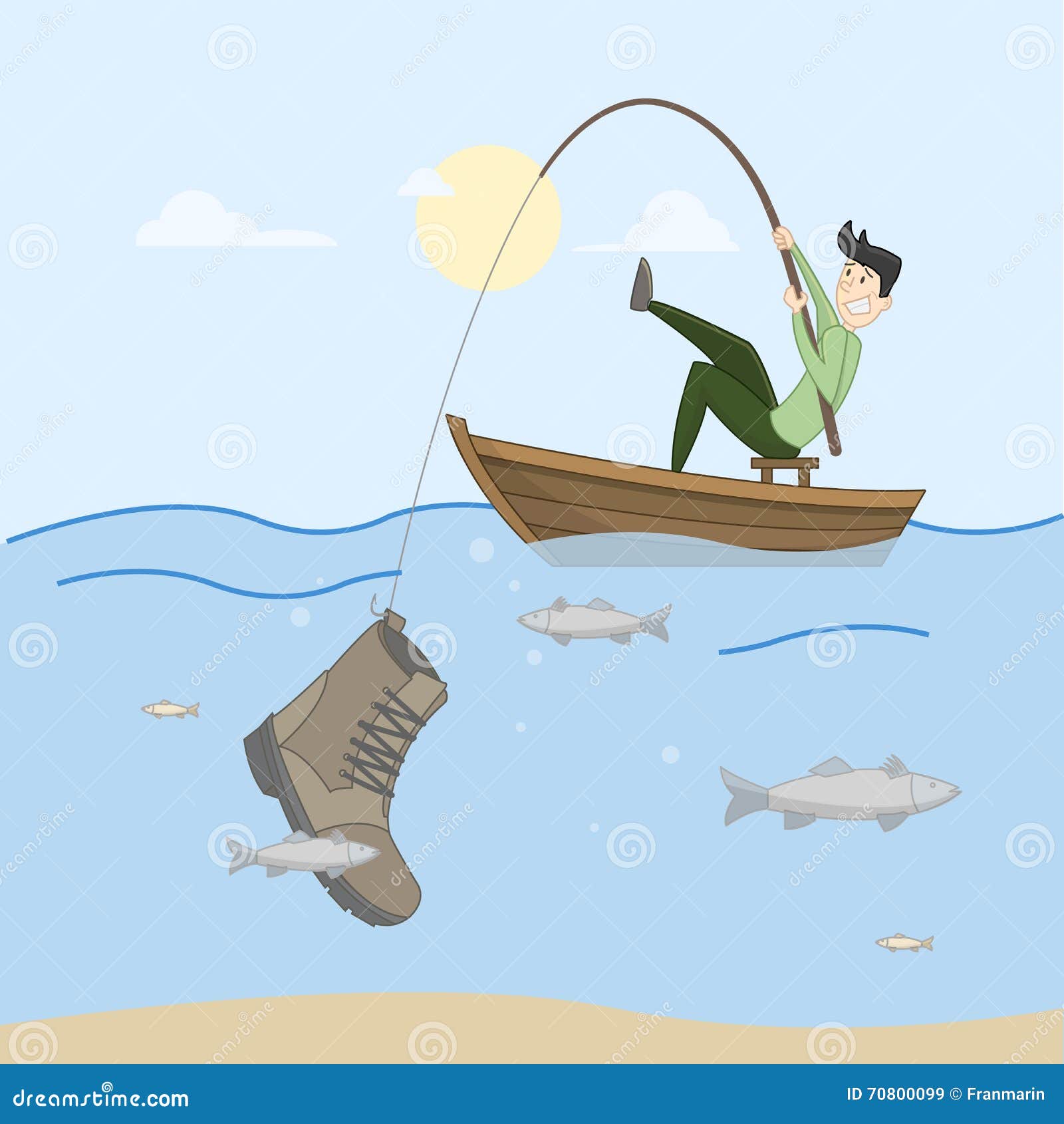 Failed fishing stock vector. Illustration of water, disappointed - 70800099
