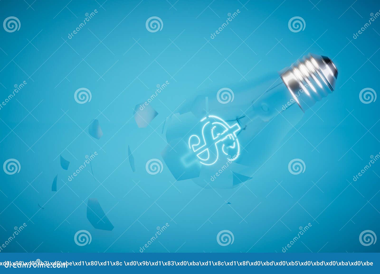 A Failed Idea for Making Money. a Broken Light Bulb with a Dollar Sign ...