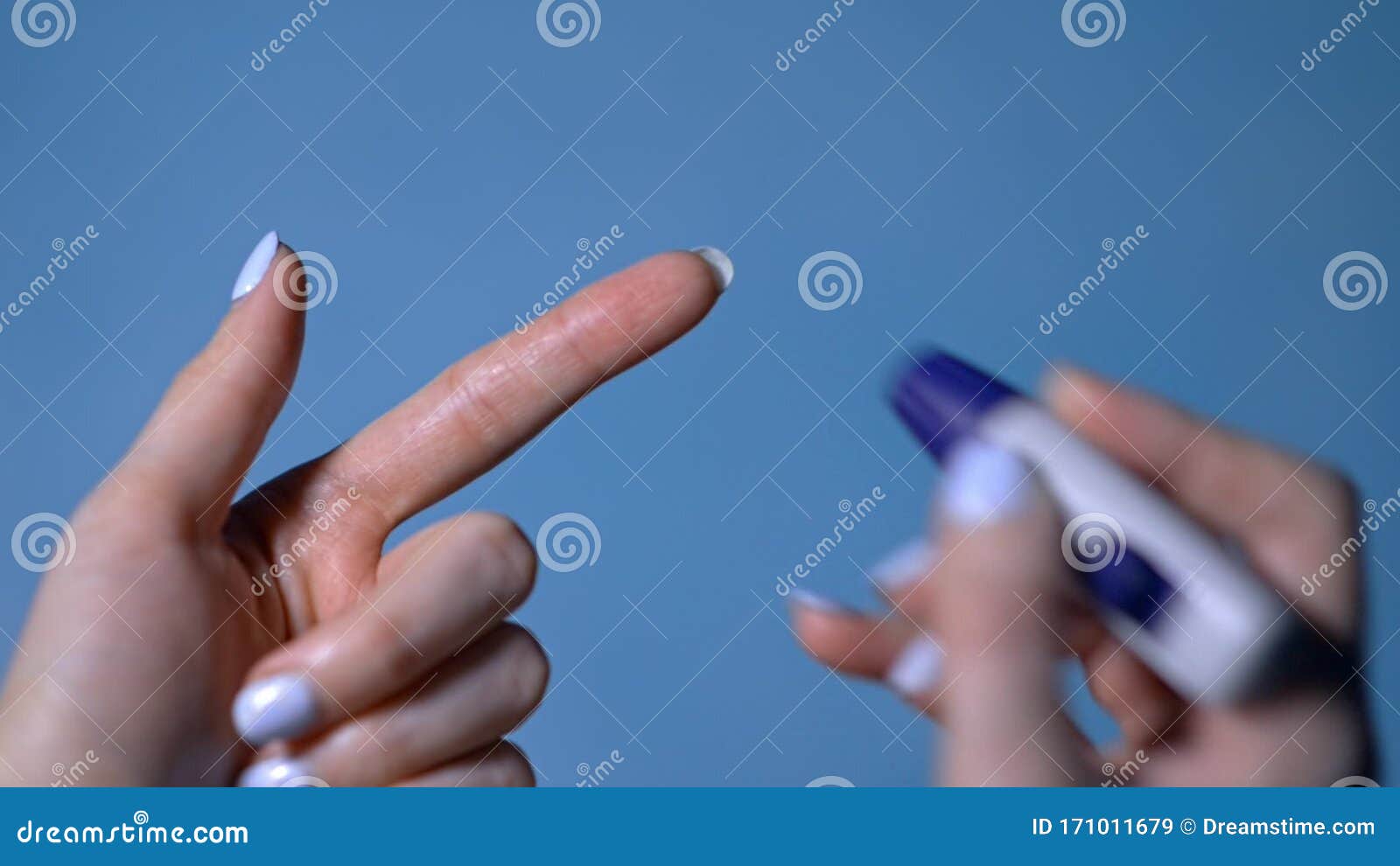 Failed Lancet Puncture of the Skin for Self Checking Blood Sugar Level ...