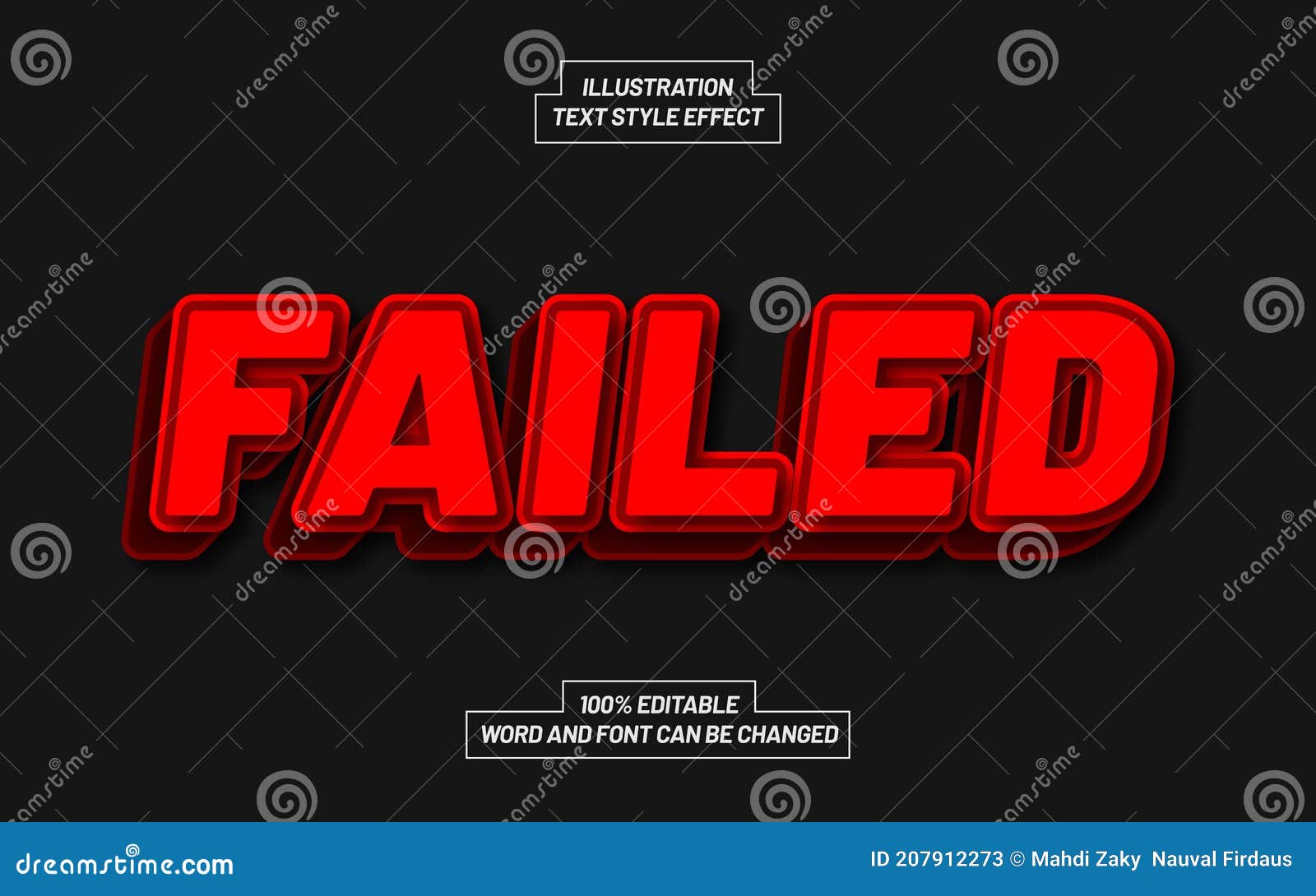 Failed Red Text Style Effect Stock Vector - Illustration of colorful ...