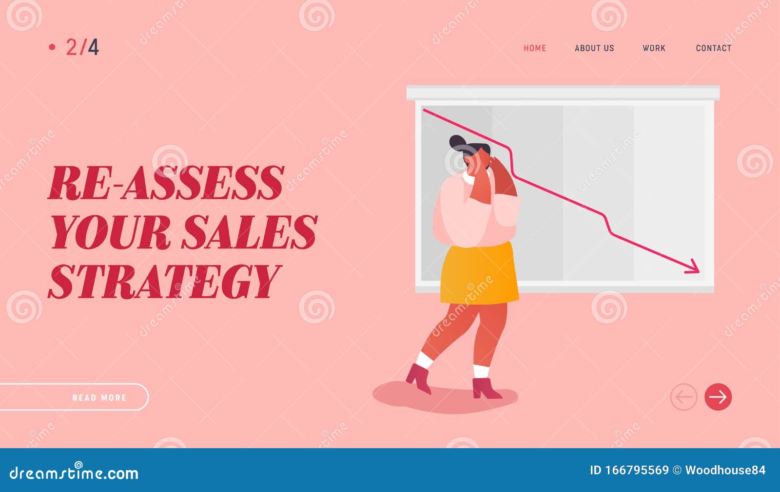 Failed Sale Strategy Website Landing Page. Stressed Businesswoman ...