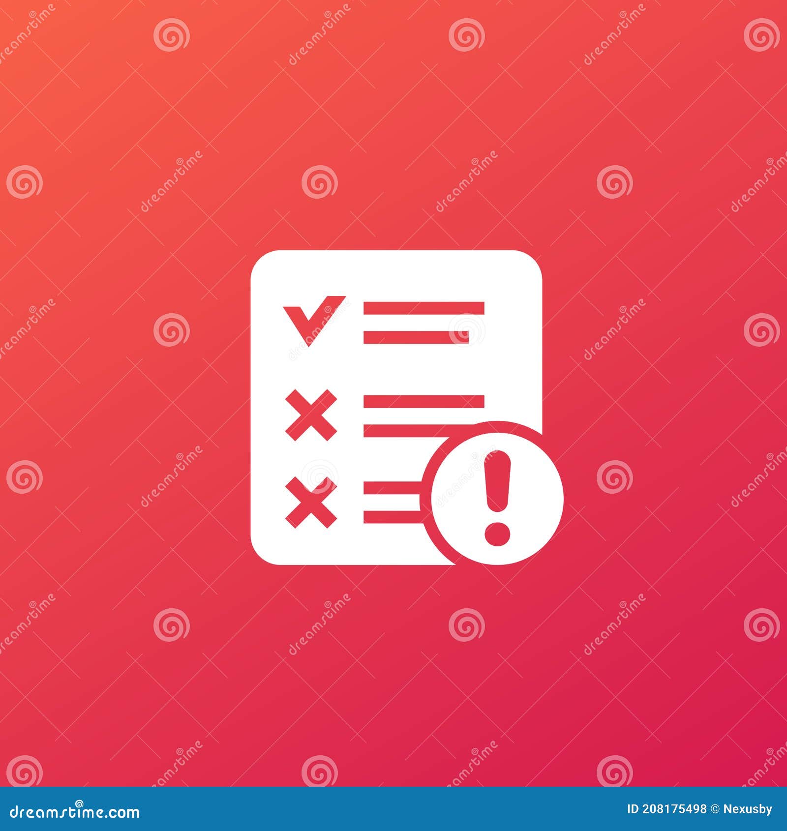 Failed test icon for web stock vector. Illustration of check - 208175498