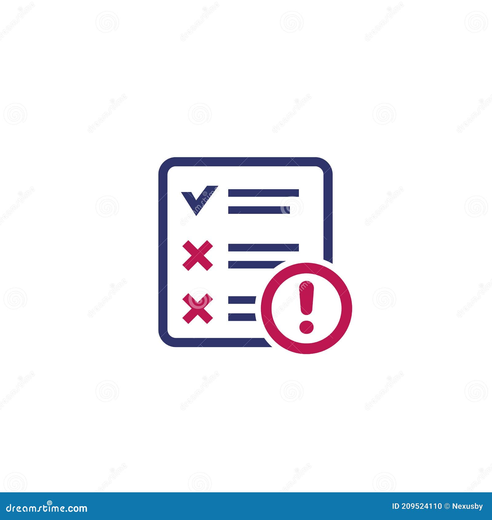 Failed test icon on white stock vector. Illustration of note - 209524110