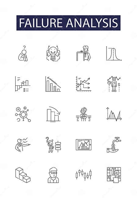 Failure Analysis Line Vector Icons and Signs. Analysis, Malfunction ...