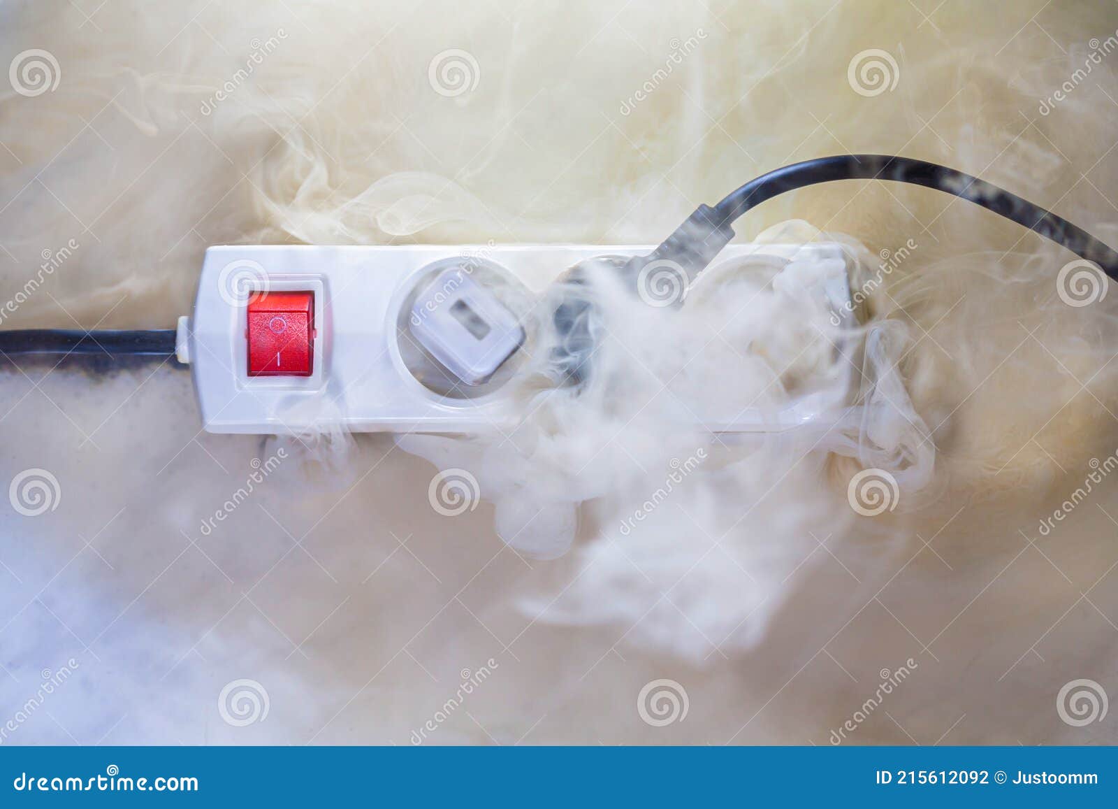 Burning of the Wire Cable and Socket Outlet Plug in the House, Blurred ...