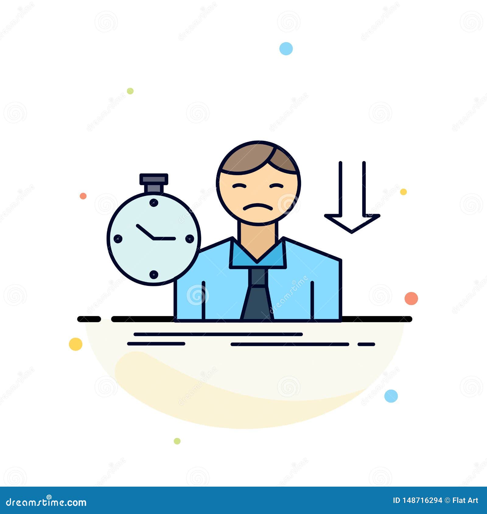 Failure, Fail, Sad, Depression, Time Flat Color Icon Vector Stock ...