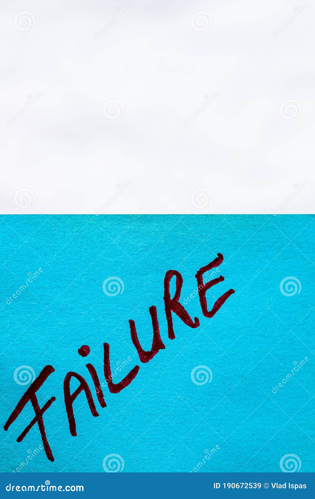 Failure Handwriting Text Close Up Isolated on Blue Paper with Copy ...