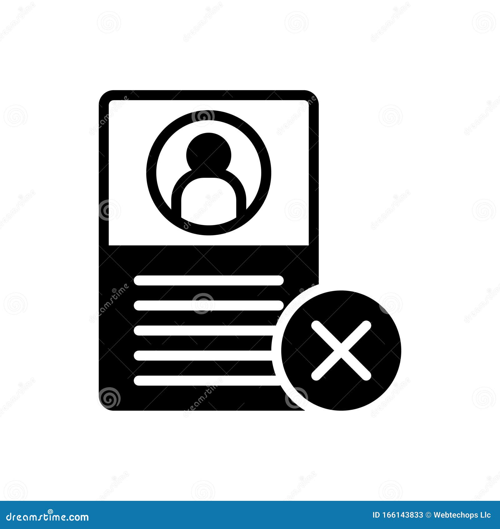 Black Solid Icon for Failure, Diselect and Unselected Stock ...