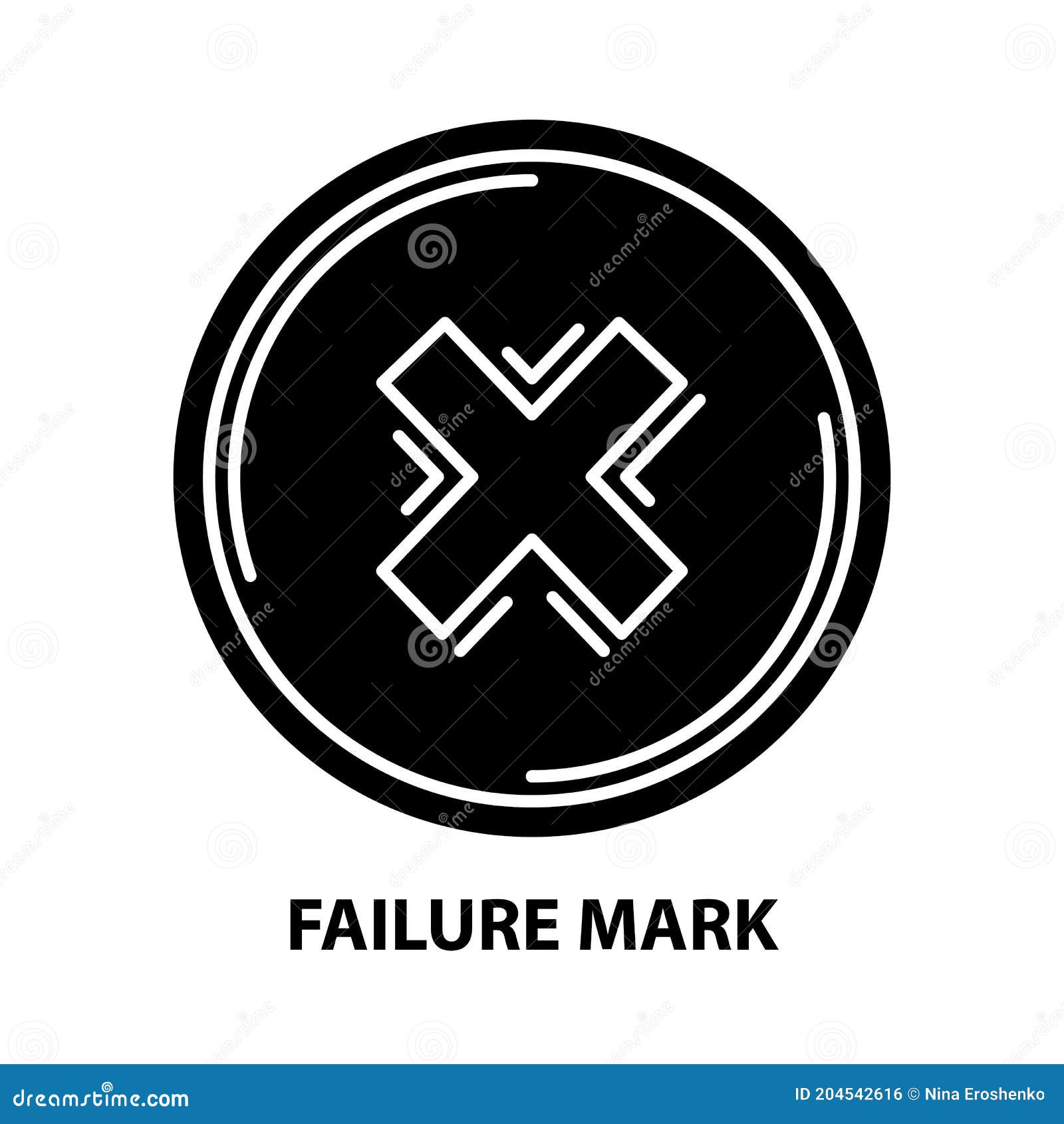 Failure Mark Icon, Black Vector Sign with Editable Strokes, Concept ...