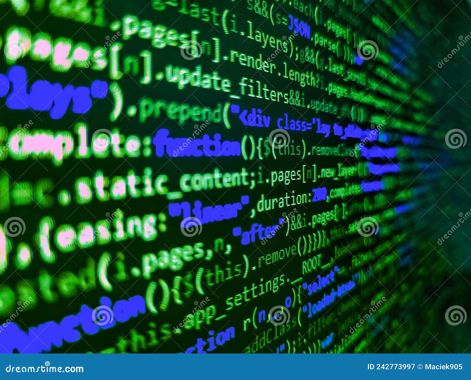 Failure in the Program, Blue Screen, Programming. Computer Science Lesson. Shallow Depth of ...