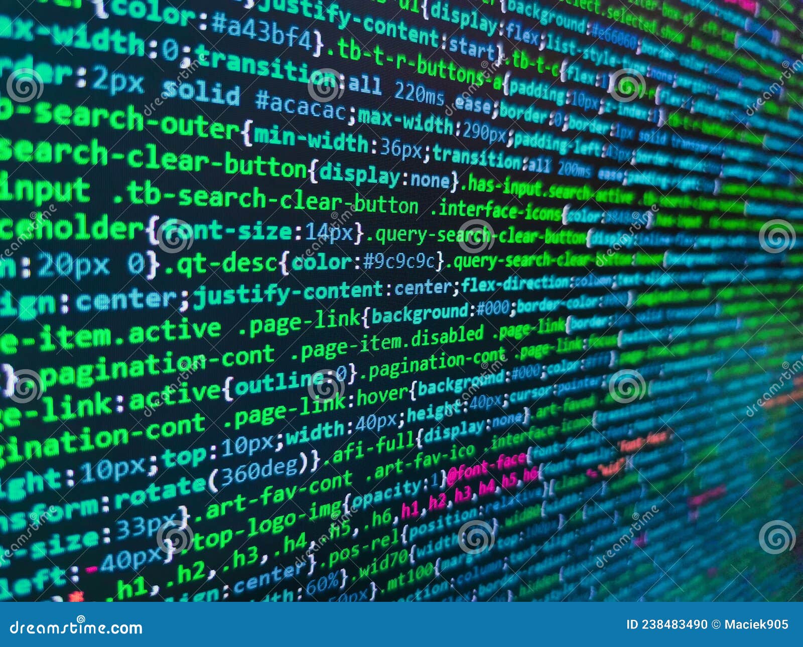 Failure in the Program, Blue Screen, Programming. Data Encryption Security Code on a Computer ...
