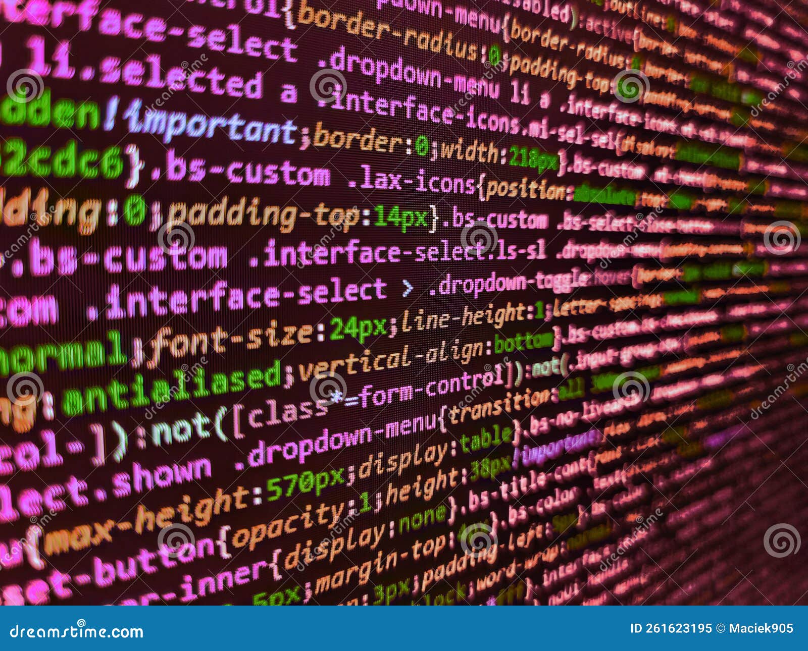 Failure in the Program, Blue Screen, Programming. Monitor Closeup of Function Source Code. SEO ...