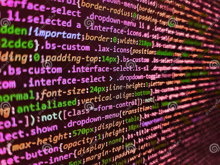 Failure in the Program, Blue Screen, Programming. Monitor Closeup of Function Source Code. SEO ...