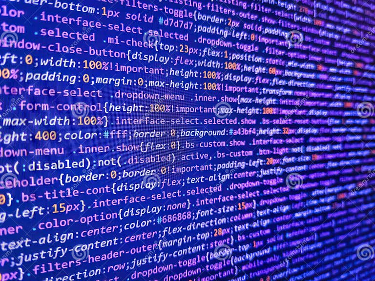 Failure in the Program, Blue Screen, Programming. Writing Programming Functions on Laptop Stock ...