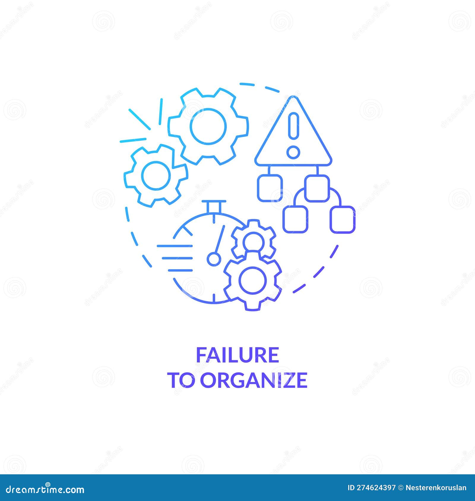 Failure To Organize Blue Gradient Concept Icon Stock Vector ...