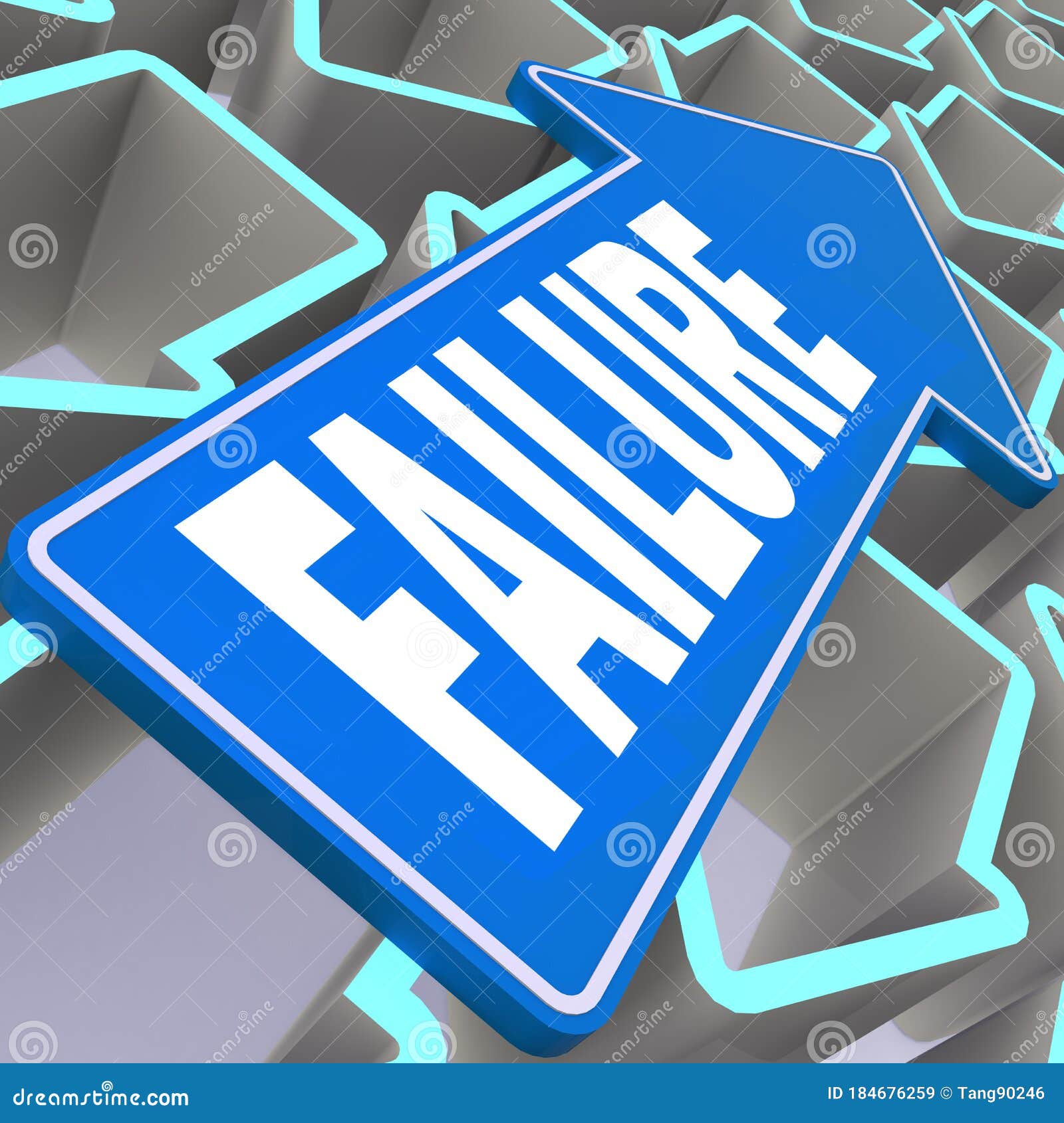 Failure Word with Blue Arrow Stock Illustration - Illustration of ...