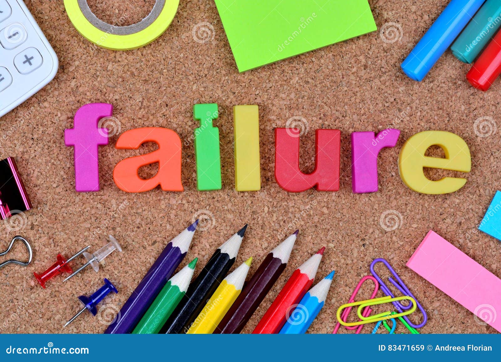 Failure word on cork stock image. Image of anxiety, frustration - 83471659