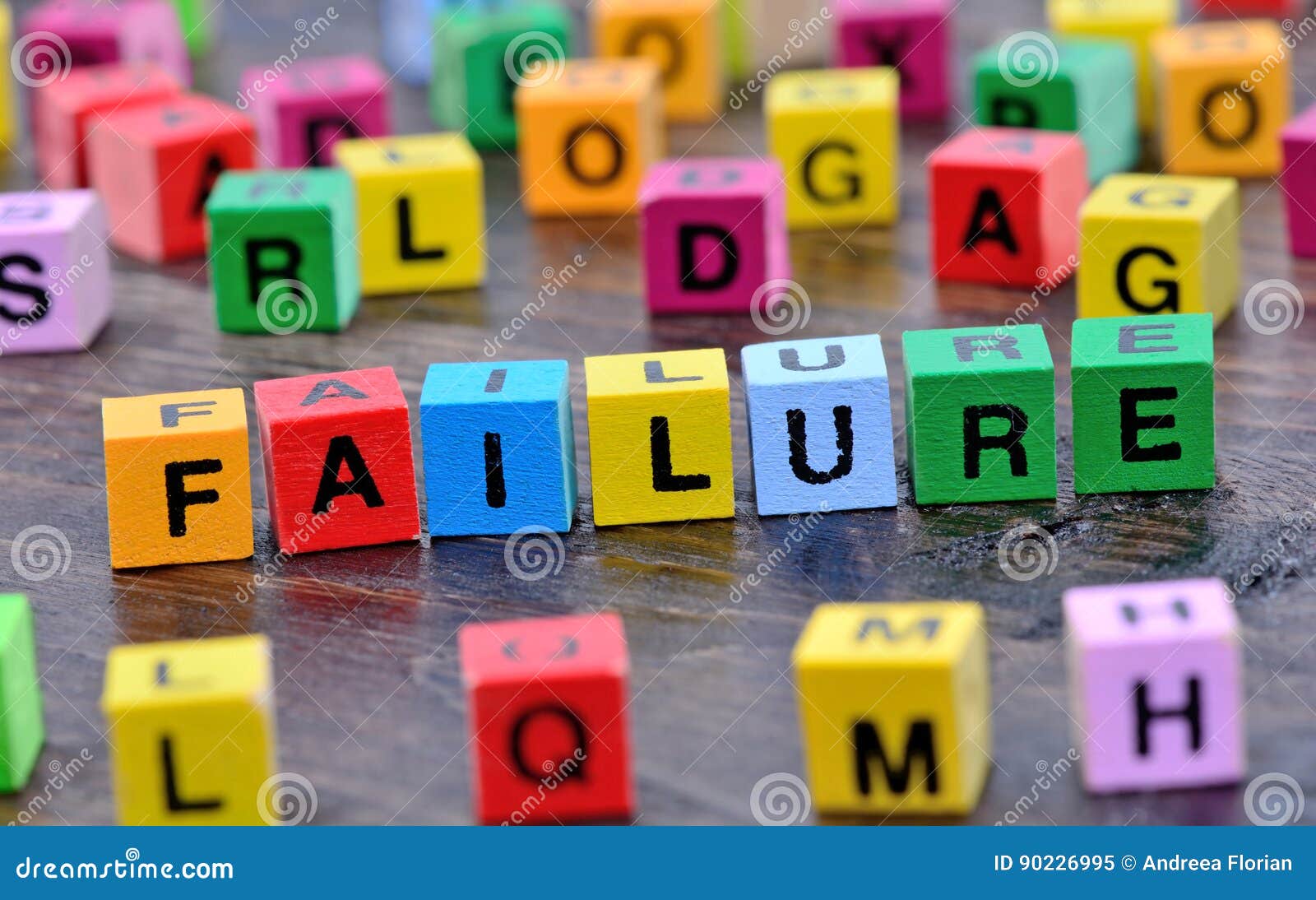 Failure word on table stock image. Image of letter, multicolored - 90226995