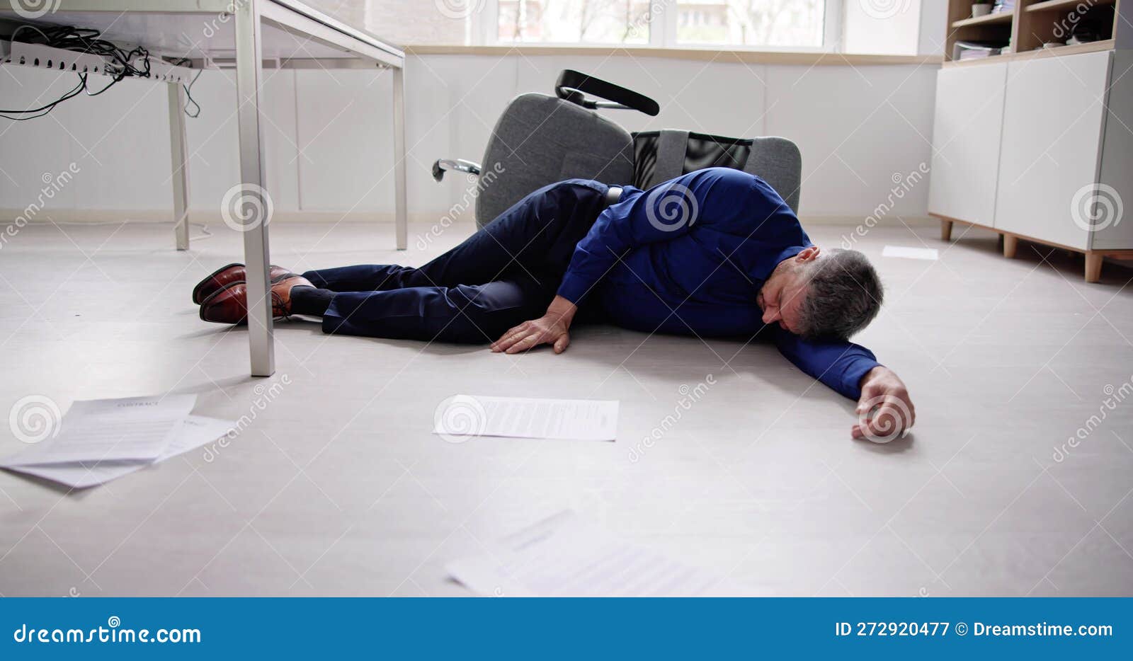 Faint Accident in Office. Fall from Chair Stock Image - Image of office ...