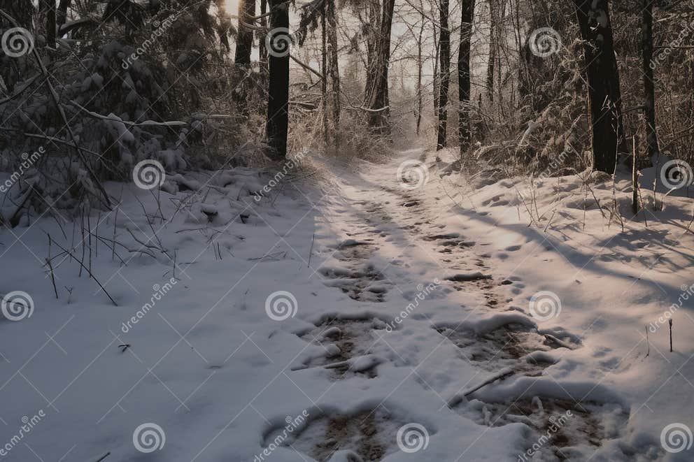 Faint 2021 Footprint on a Snowy Path Stock Photo - Image of faint, path ...