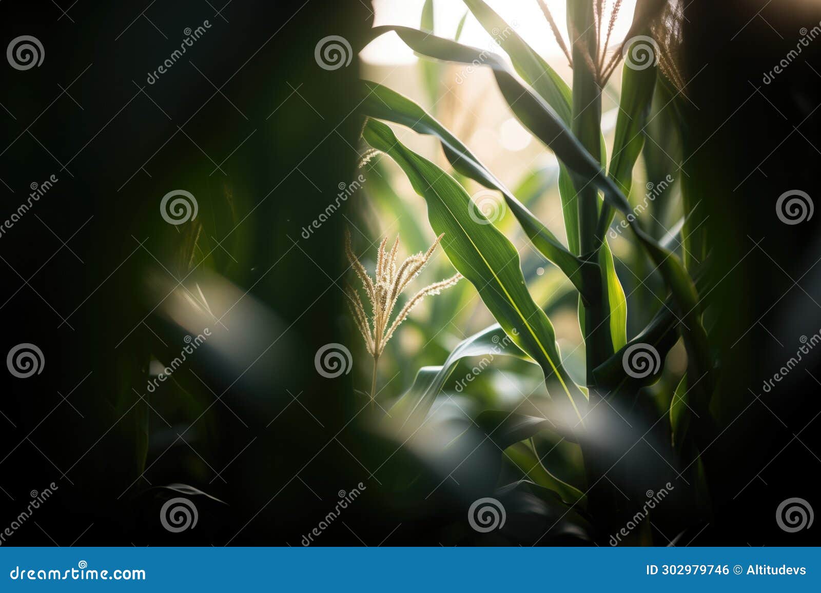Faint Light Source Seen through Dense Corn Stock Illustration ...