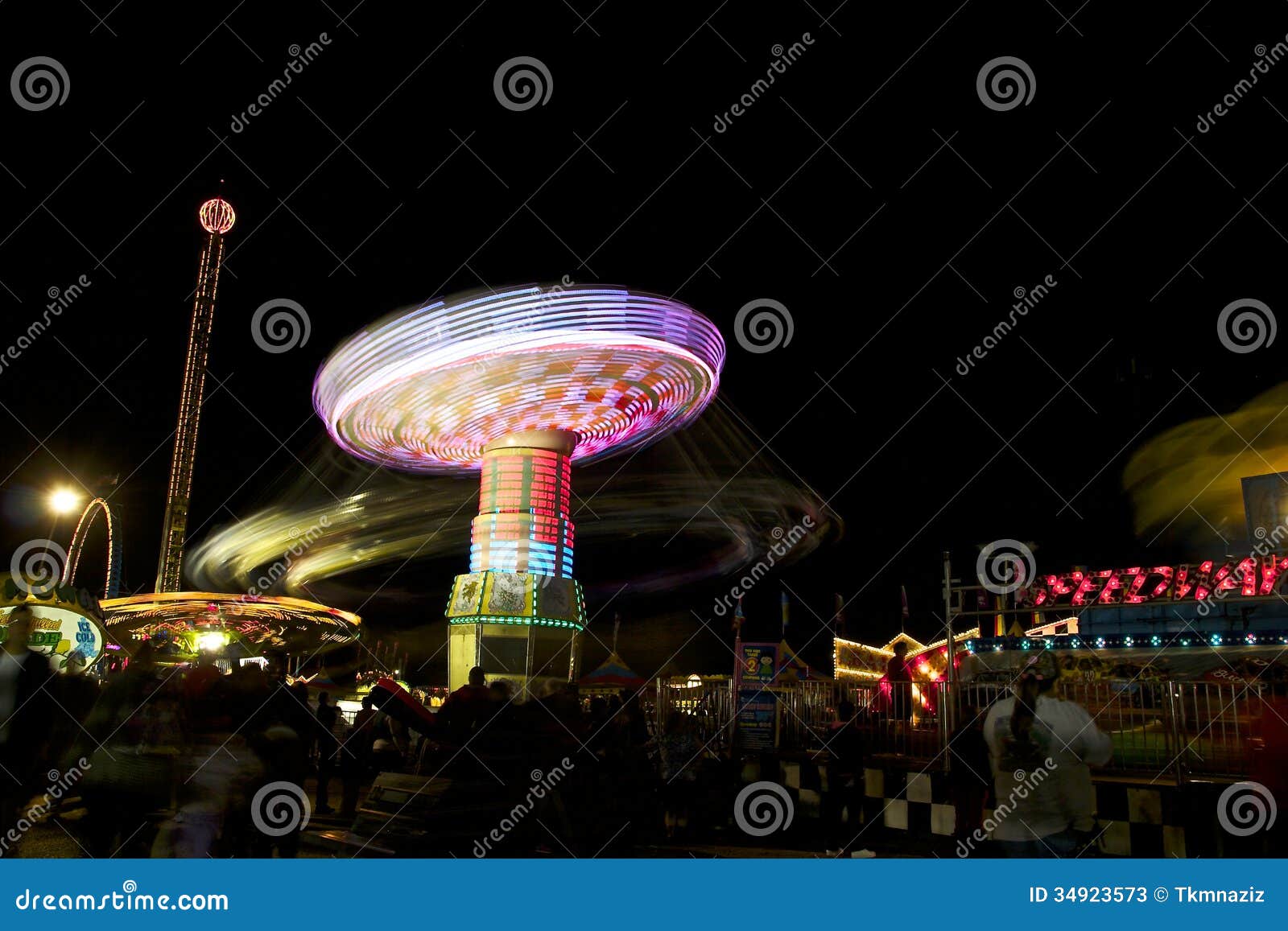 Fair Carnival Ferry Wheel in Speed Stock Image - Image of cones, game ...