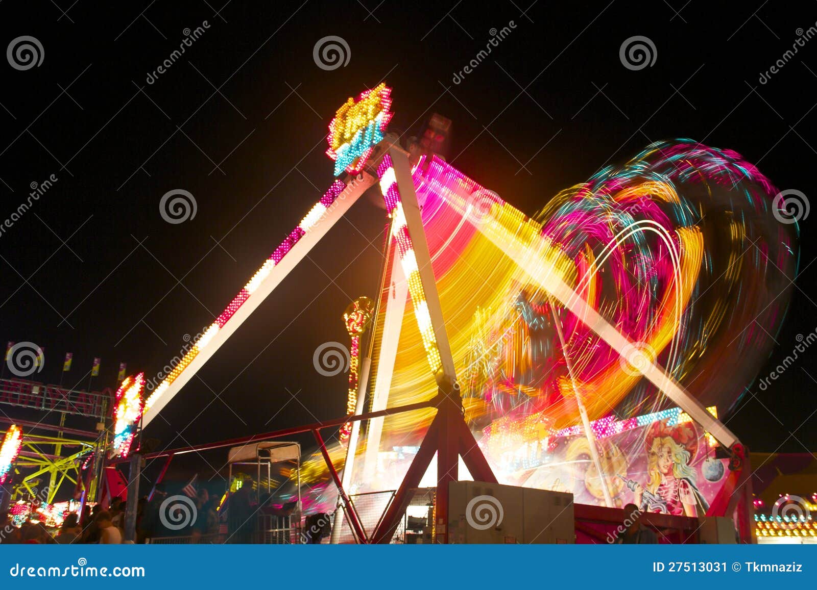 Fair Carnival Night View in Motion Stock Image - Image of carny ...
