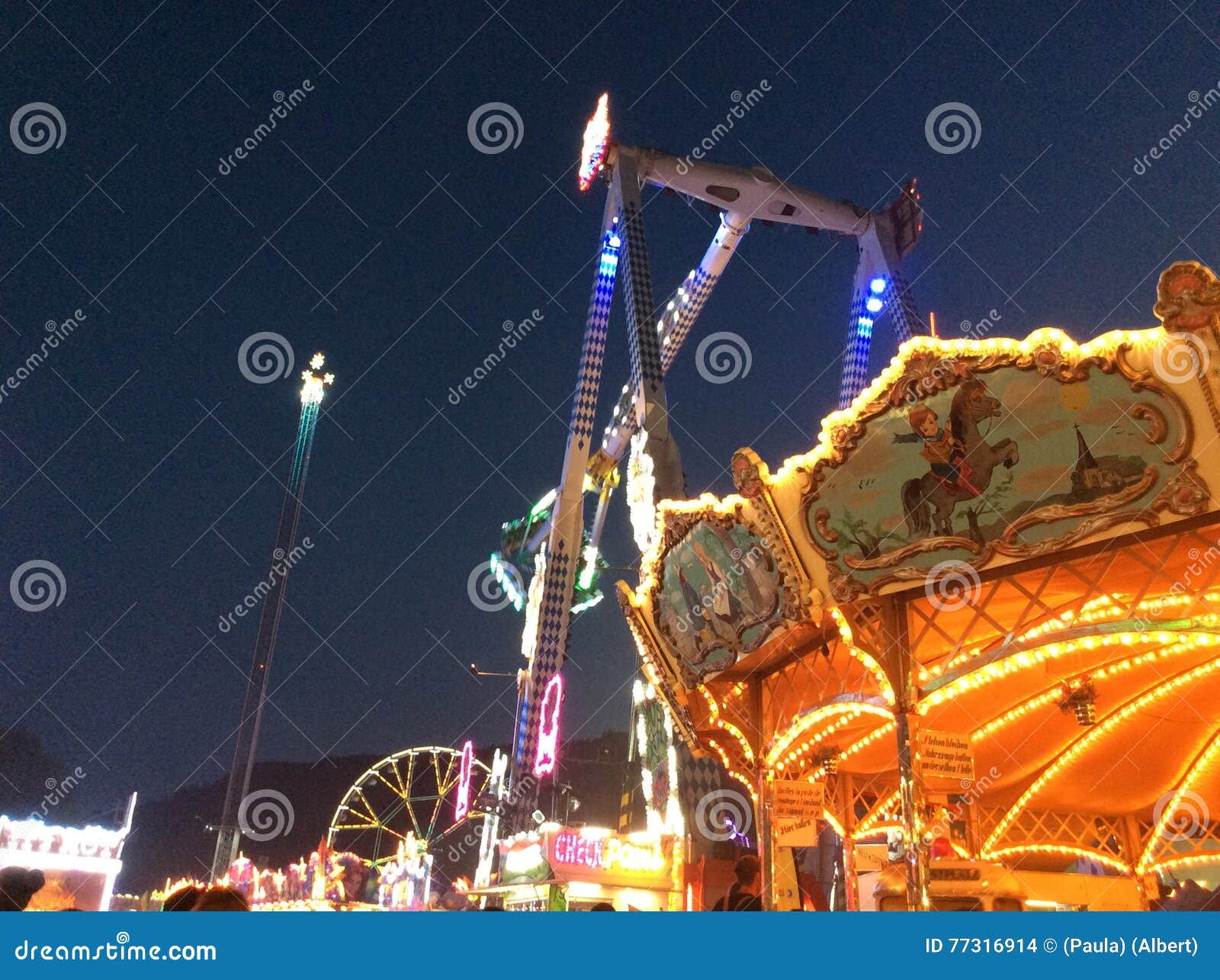 Fair in the Evening editorial stock image. Image of bigwheel - 77316914