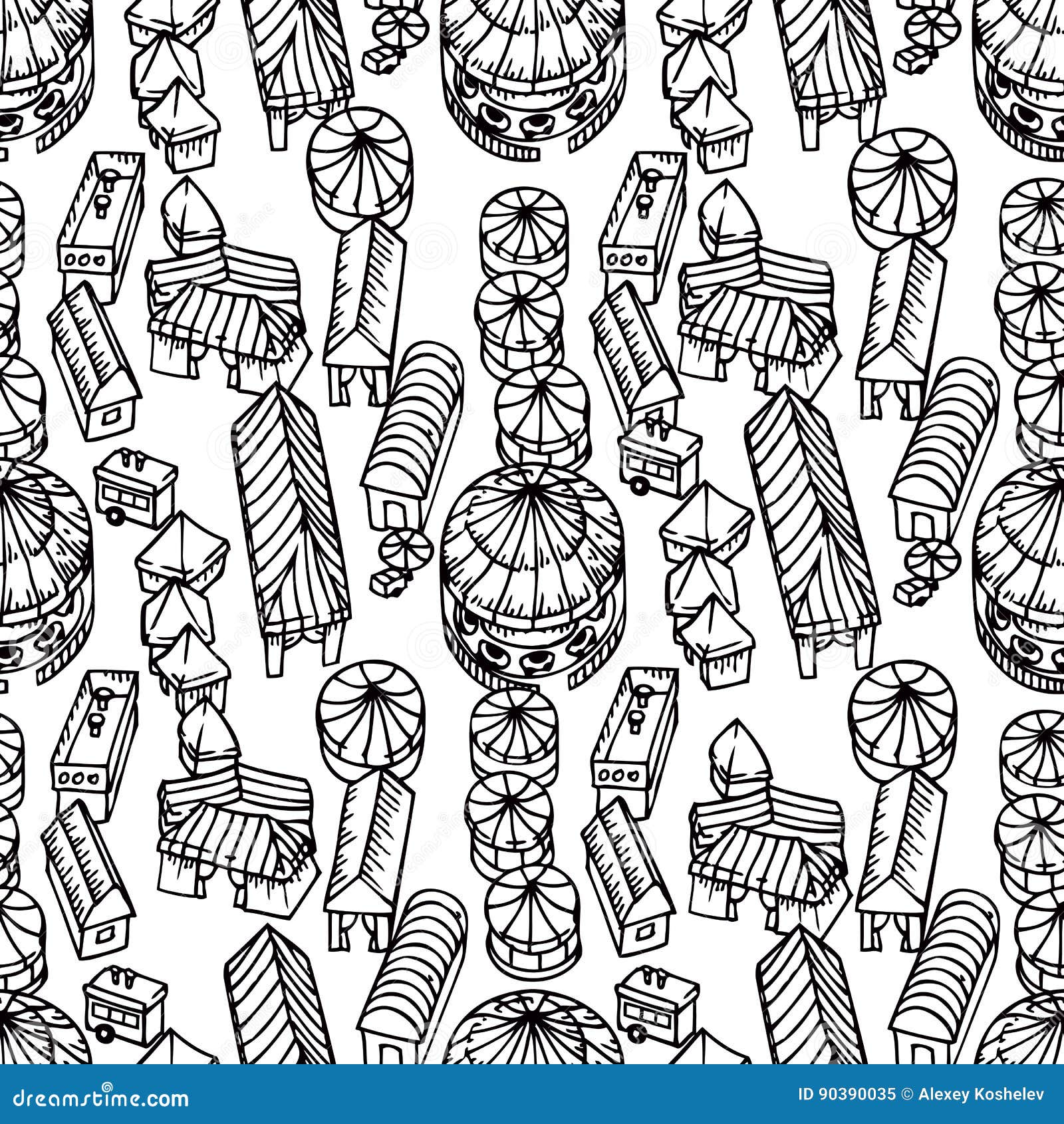 Fair Seamless Pattern stock vector. Illustration of amusement - 90390035