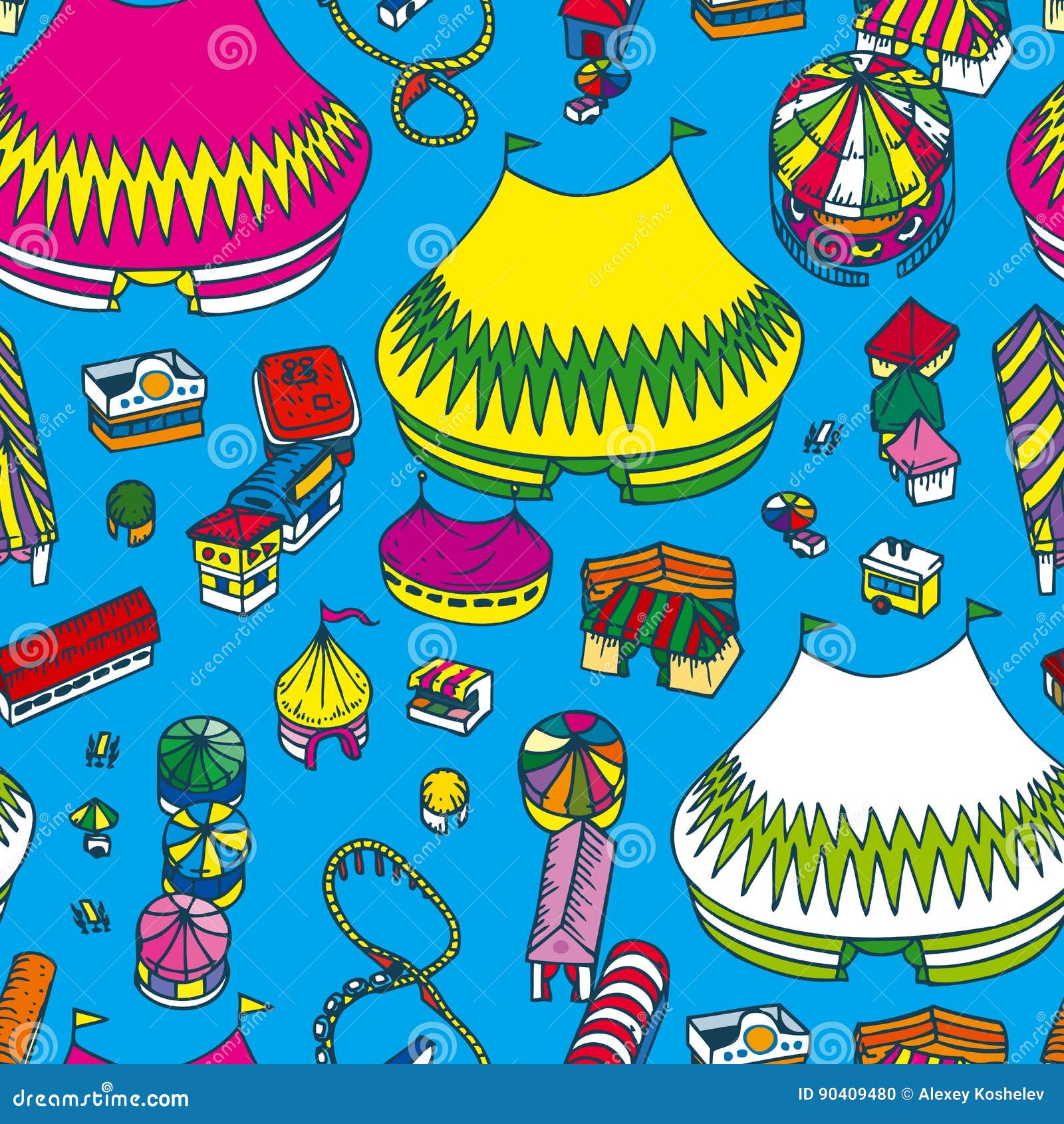 Fair Seamless Pattern stock vector. Illustration of amusement - 90409480