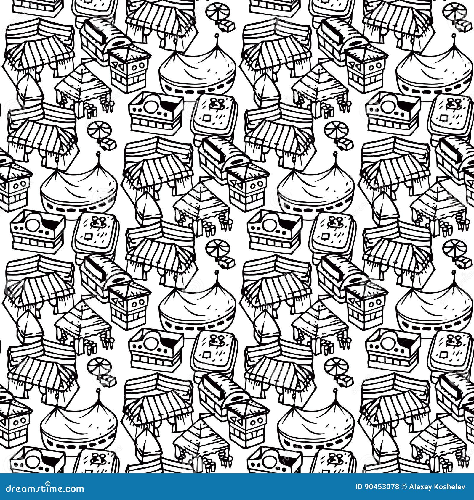 Fair Seamless Pattern stock vector. Illustration of city - 90453078