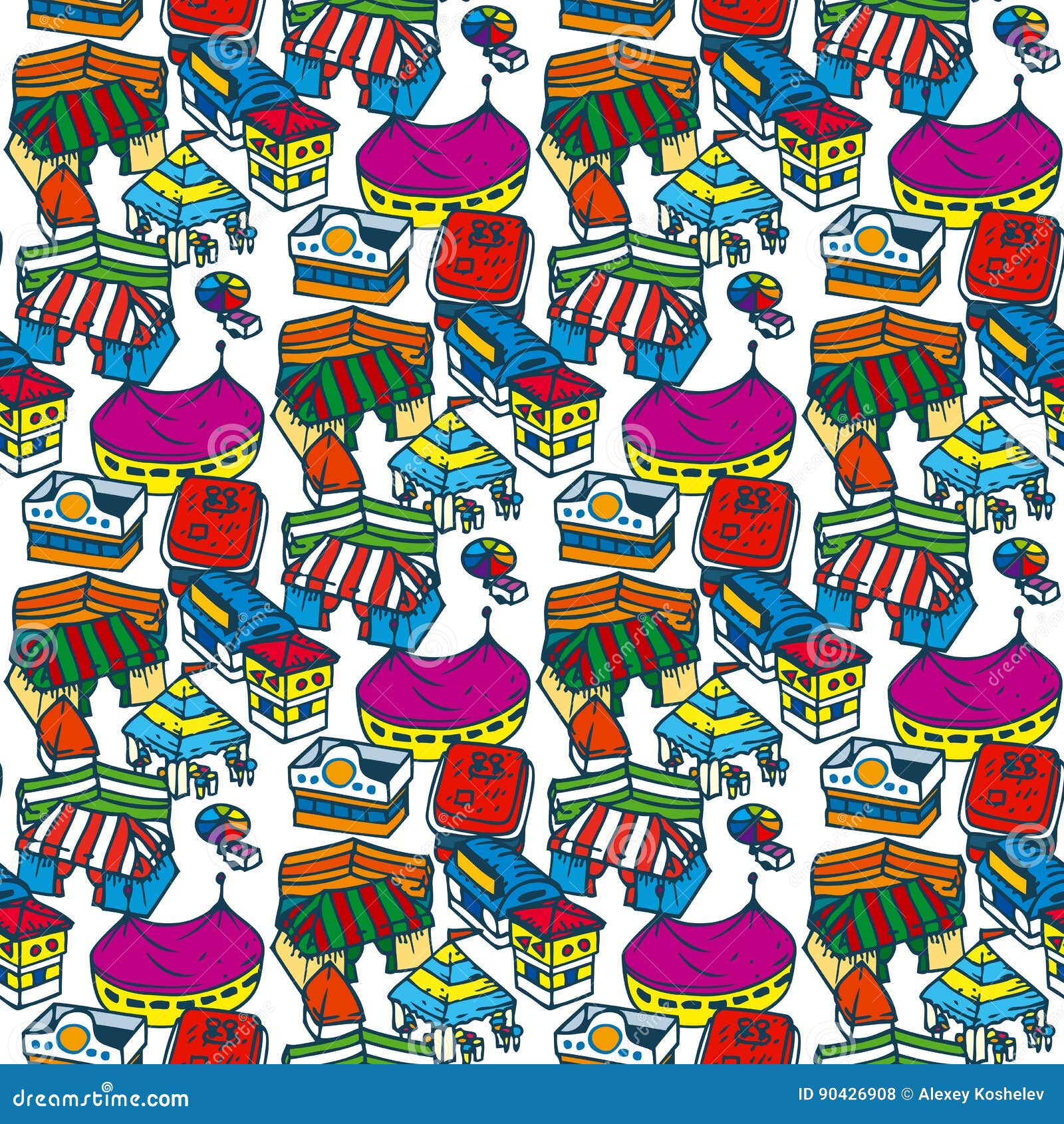 Fair Seamless Pattern stock vector. Illustration of merchant - 90426908