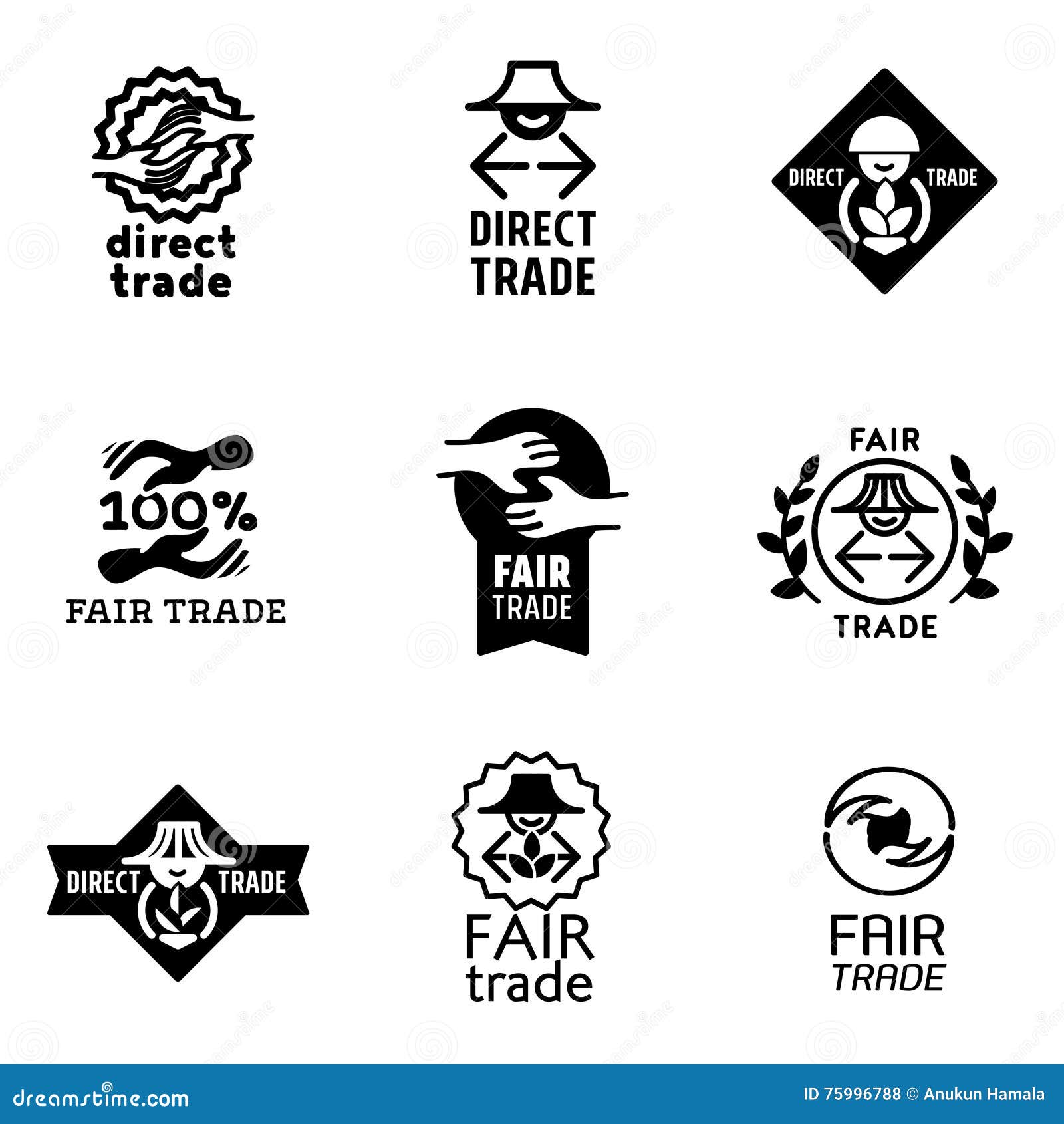 Fair Trade Icons Set and Signs Stock Vector - Illustration of graphic ...