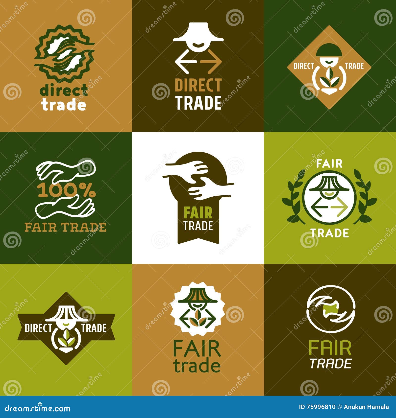 Fair Trade Icons Set and Signs Stock Vector - Illustration of produce ...
