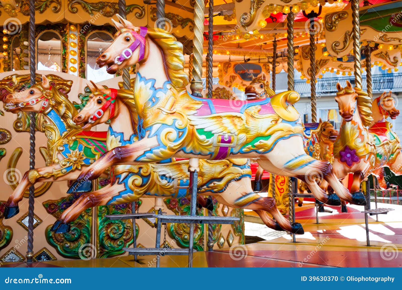 Fairground carousel horses stock photo. Image of fairground - 39630370