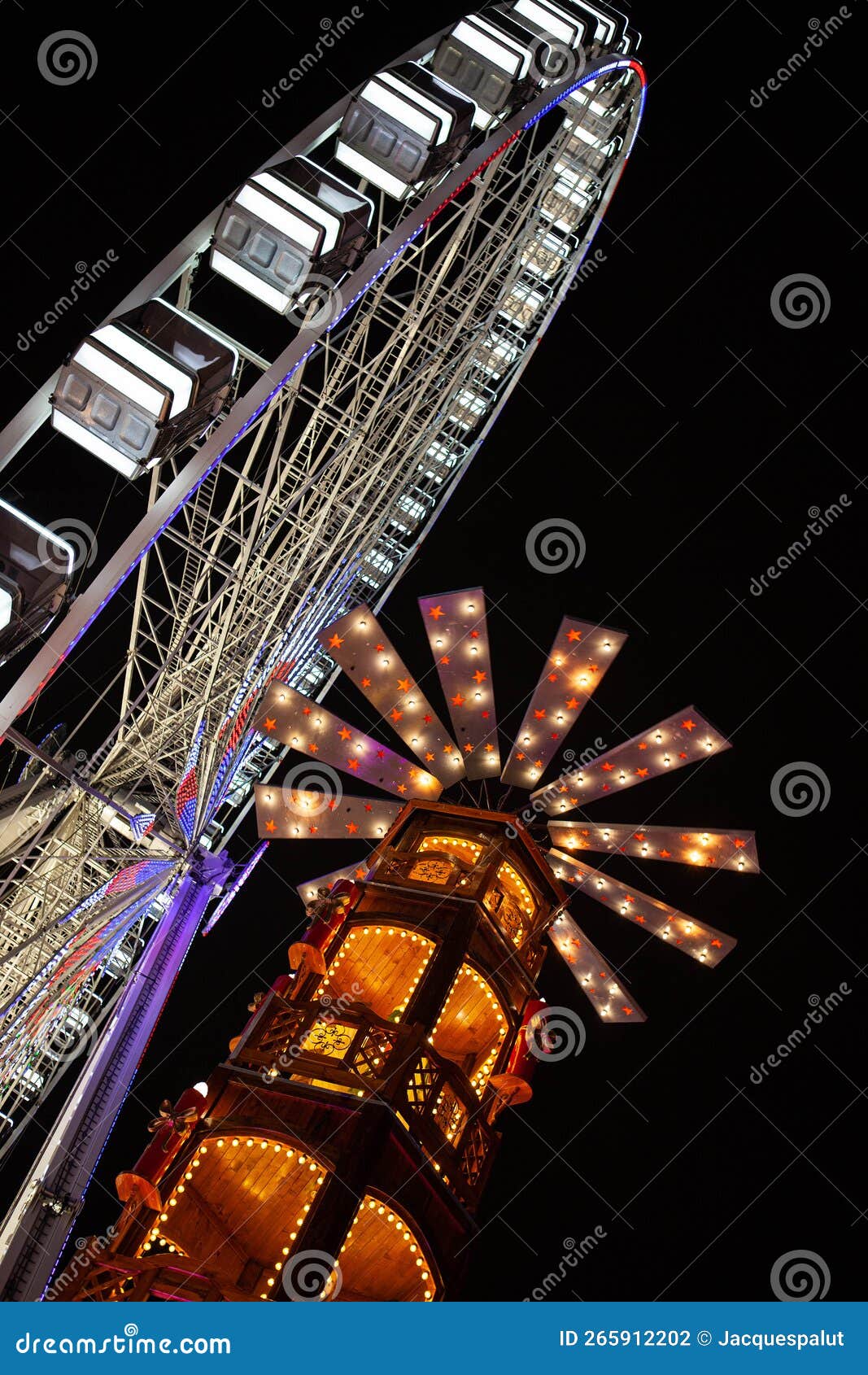 Fairground at Midnight in Paris Stock Photo - Image of night ...