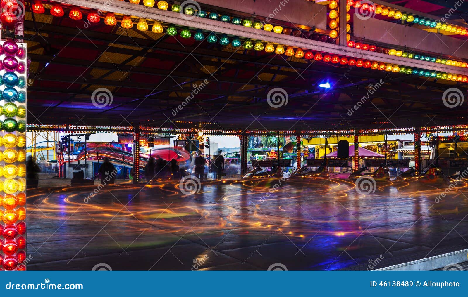 Fairground ride at night stock image. Image of ticket - 46138489