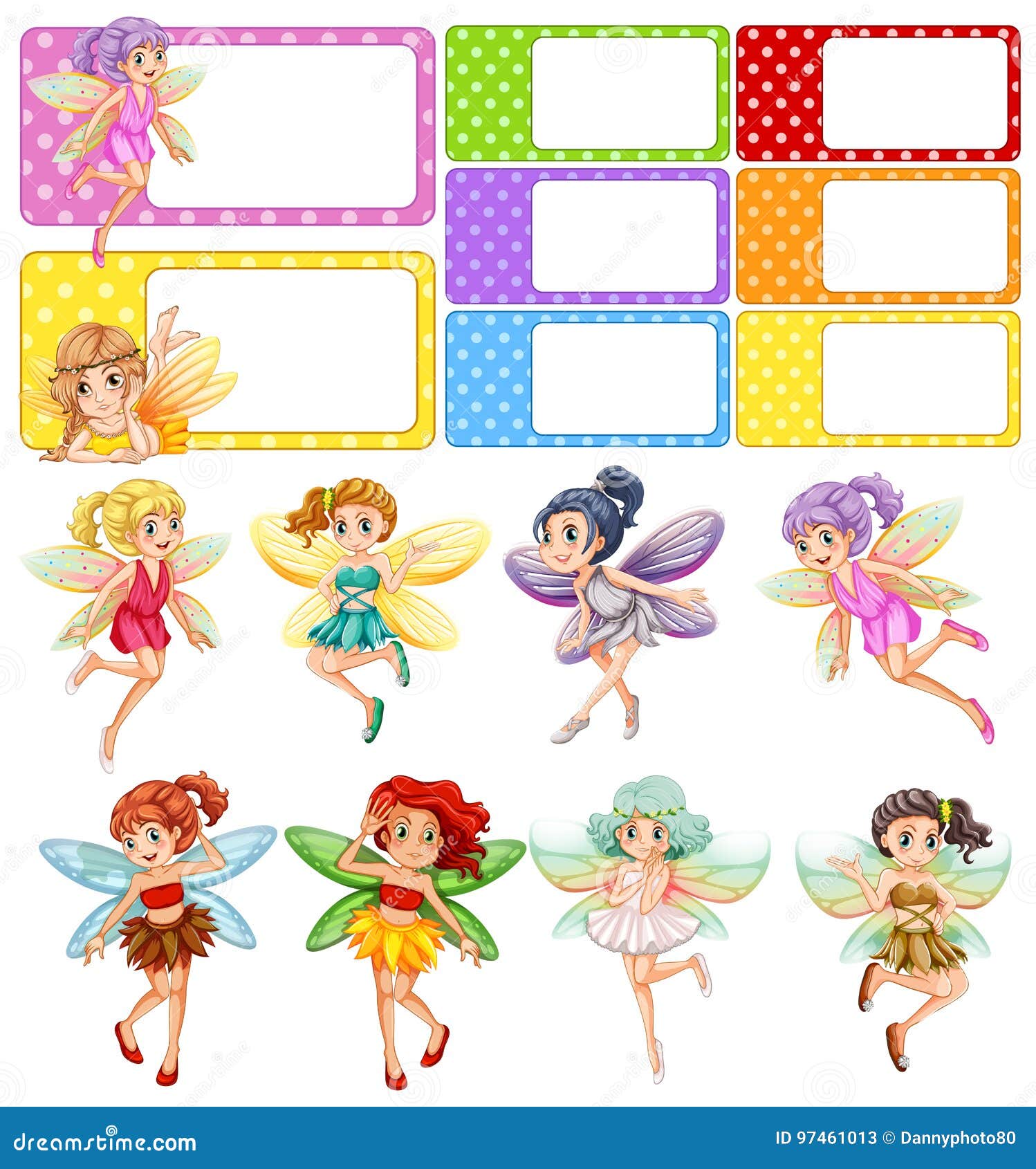 Fairies Flying and Frame Design Stock Vector - Illustration of artistic ...