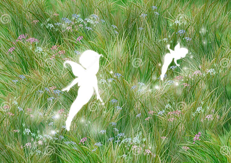 Fairies on the grass stock vector. Illustration of garden - 6706645
