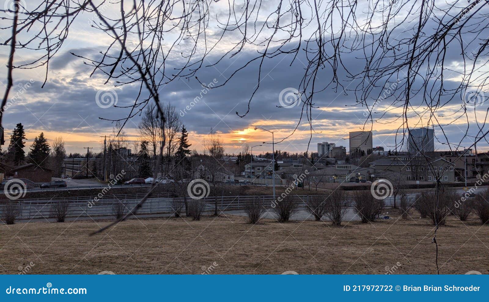 Fairview Anchorage Alaska Sunset Diffused Sunlight Downtown Stock Photo ...