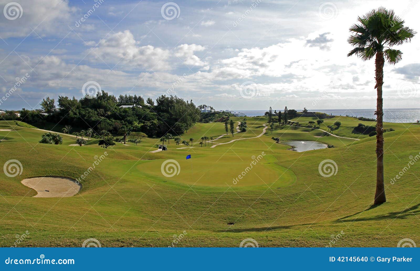 A Fairway on a Tropical Golf Course Stock Photo - Image of playing ...