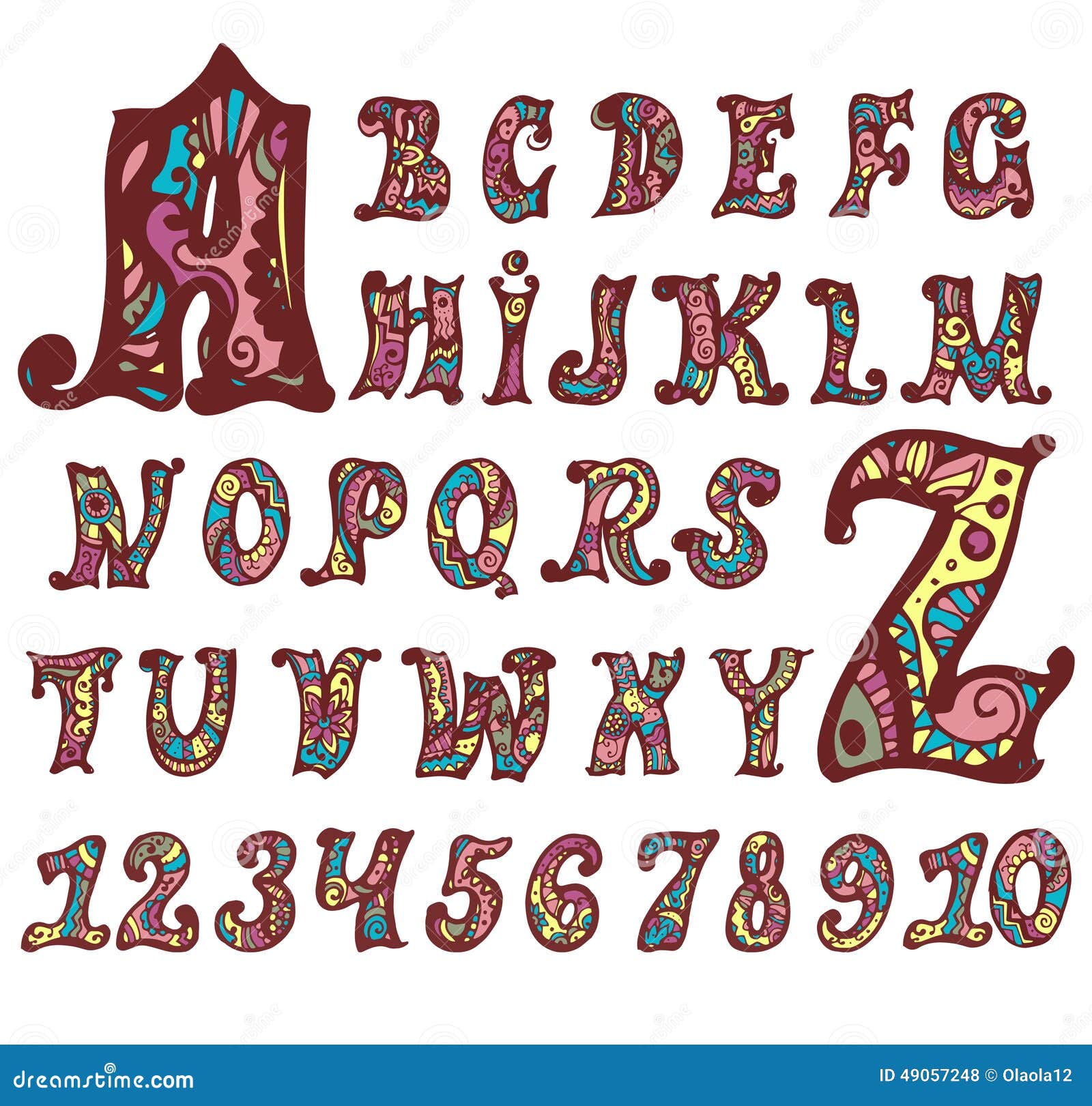 Fairy alphabet and numbers stock vector. Illustration of hand - 49057248